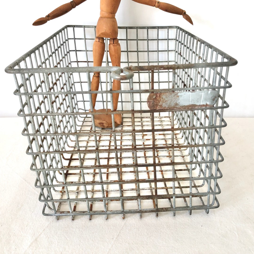Vintage Wire Locker Basket - Heavy Gauge Wire Gym Basket - Industrial ...