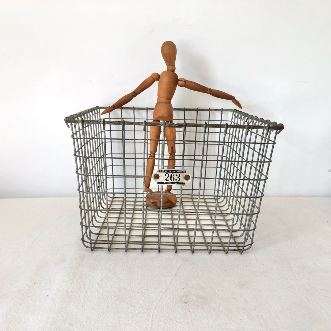 Vintage Wire Locker Basket Heavy Gauge Wire Gym Basket Industrial ...