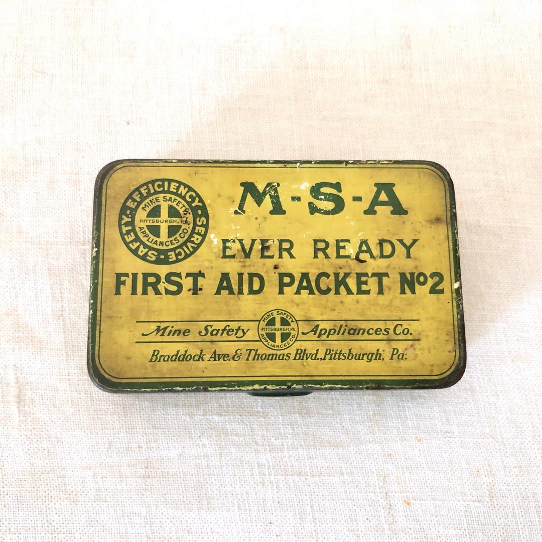 Vintage MSA Ever Ready First Aid Packet No. Tin - Mine Safety Appliaces ...