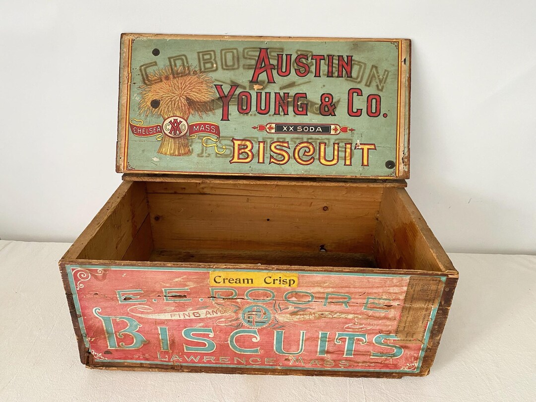 Antique Biscuit Crate: Austin Young & Co. Paper Label Display - Etsy