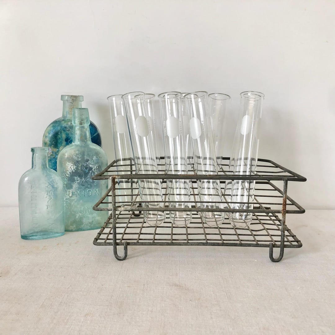 Vintage Test Tube Rack - Heavy Gauge Wire Laboratory Test Tube Holder ...