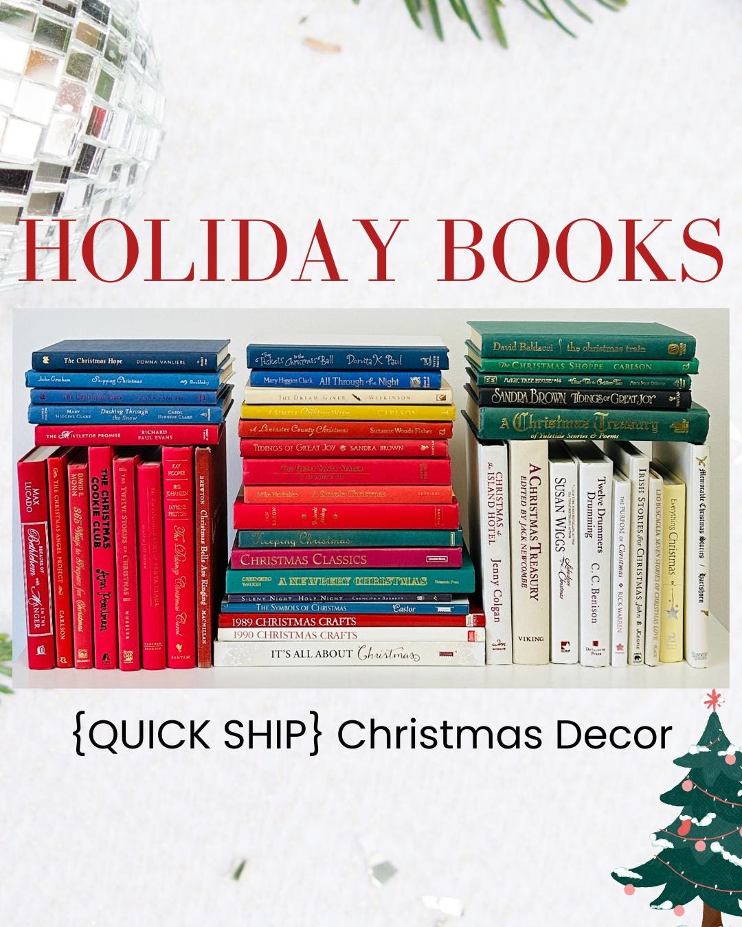 Christmas Book Decor | Real Books by Color | Christmas Holiday Santa ...