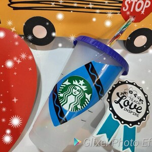 Starbucks Confetti Color Changing Reusable blue Crayon Teacher Cup - Etsy