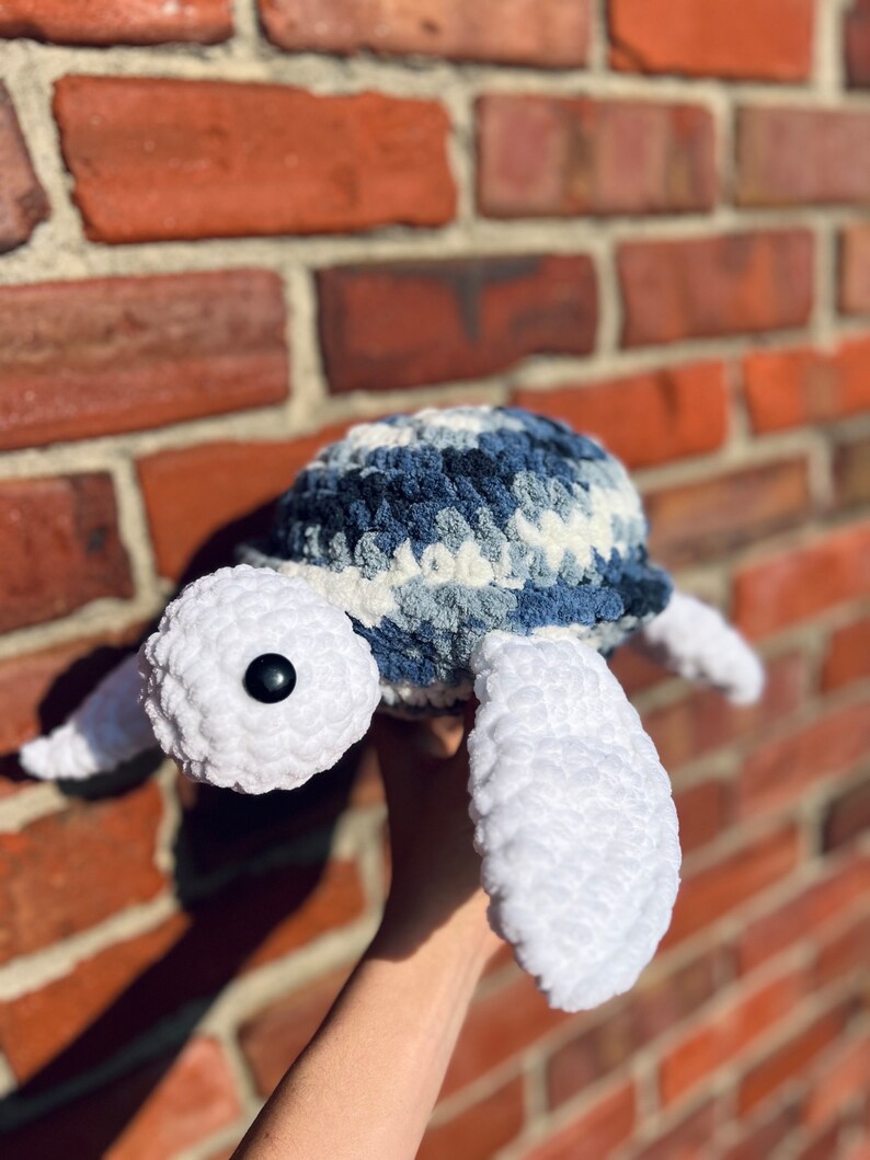 Crochet Sea Turtle Blue Multi Turtle Crochet Sea Animal Large Fluffy ...