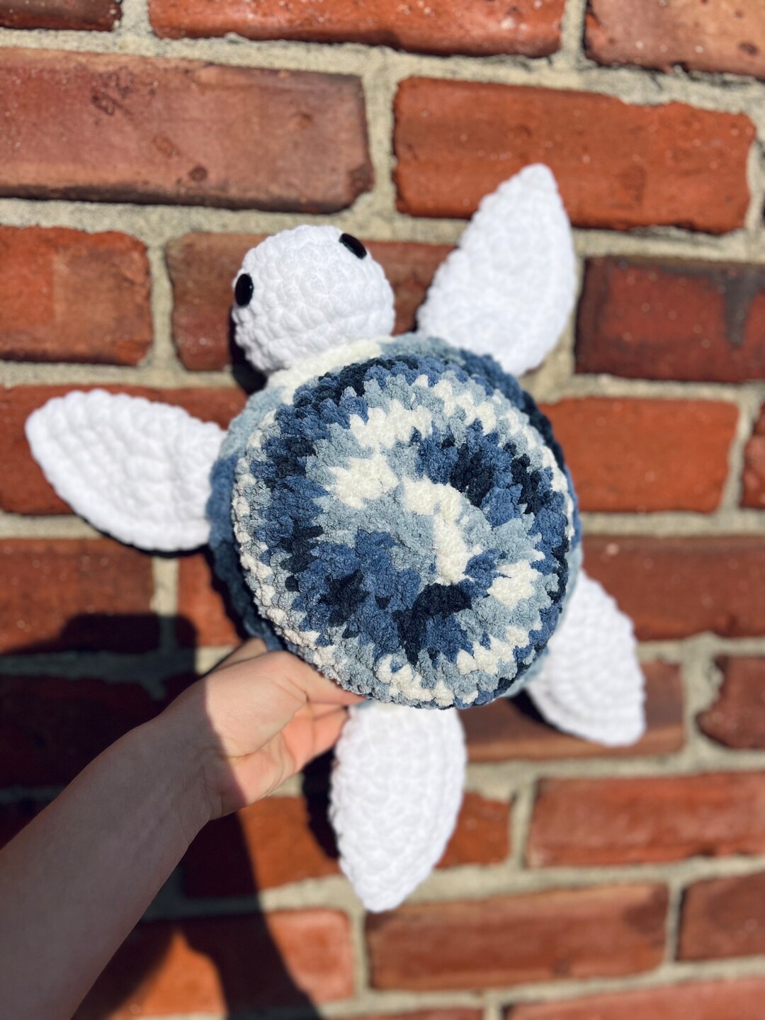 Crochet Sea Turtle Blue Multi Turtle Crochet Sea Animal Large Fluffy ...