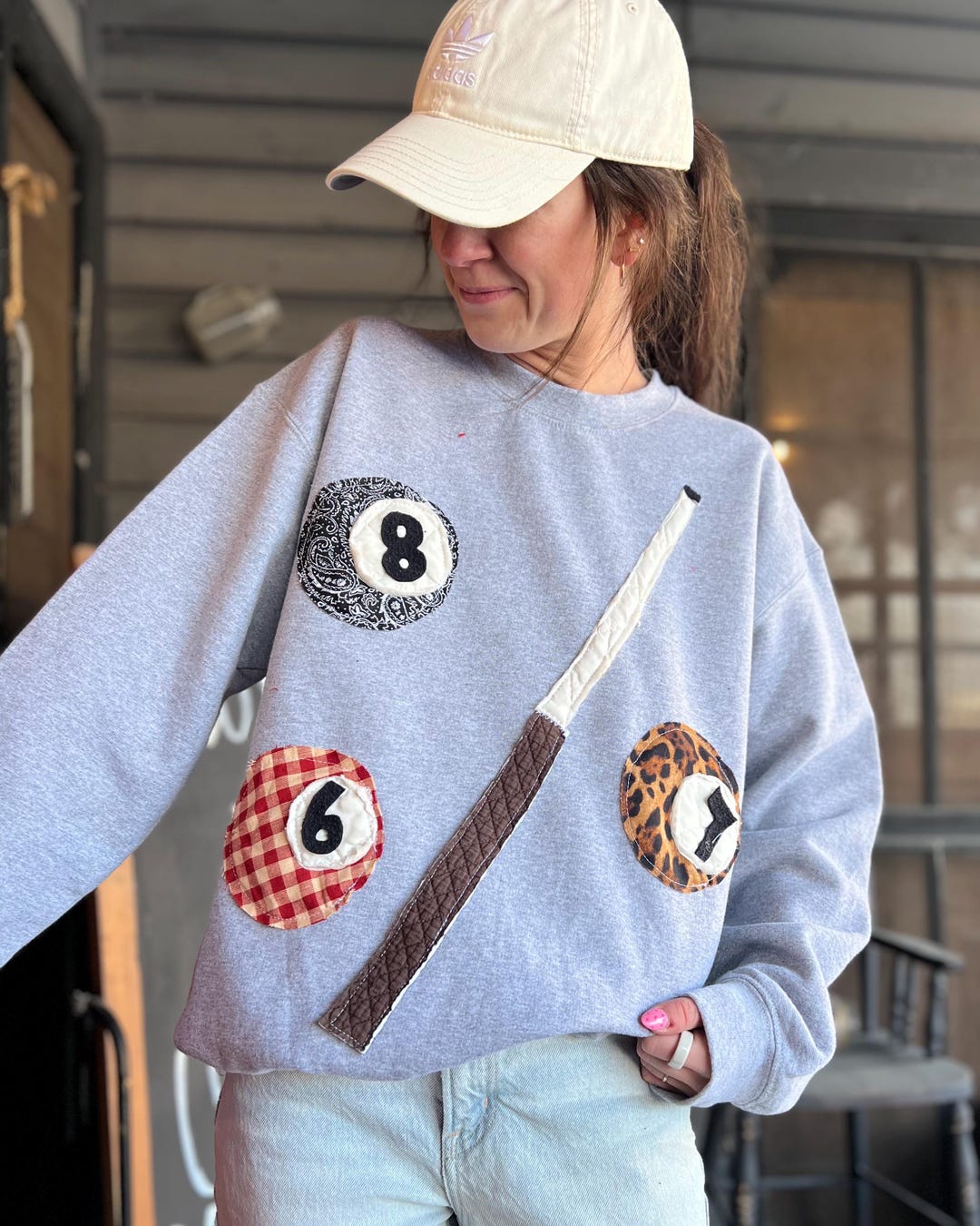 Pool/billards One of a Kind Reworked Vintage Sweatshirt Patchwork - Etsy