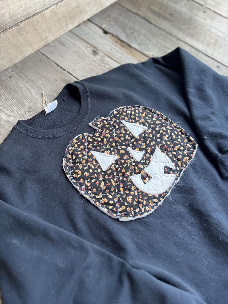 Pumpkin Fall Halloween Quilted Crewnecks and Hoodie (small,large and XL ...
