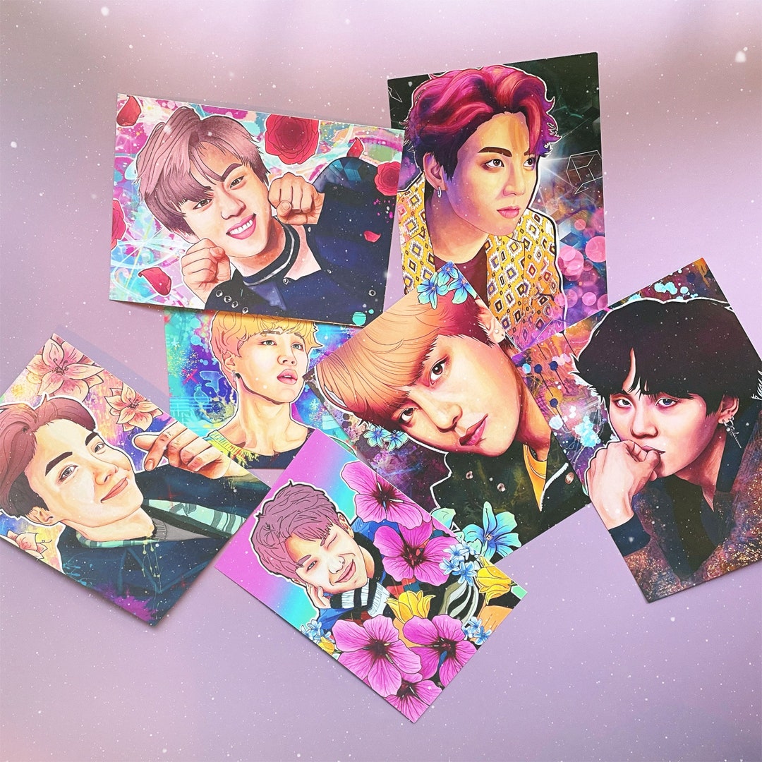 BTS Art Prints Pack: 5x7 Glossy Rap Monster, Jimin, Suga, V, Jungkook ...