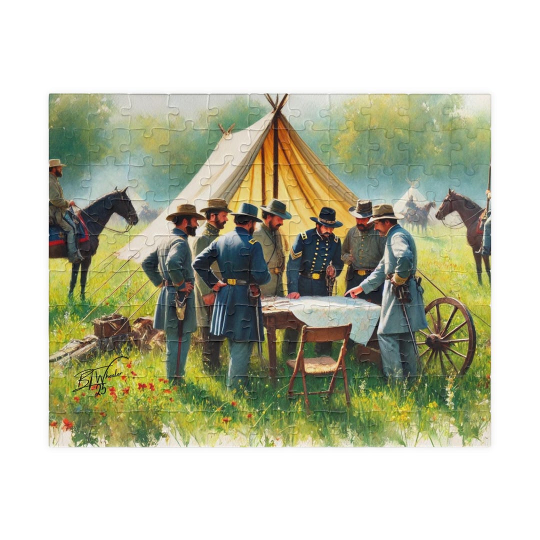 Civil War Jigsaw Puzzle - Strategy at the Field Tent Watercolor Art ...