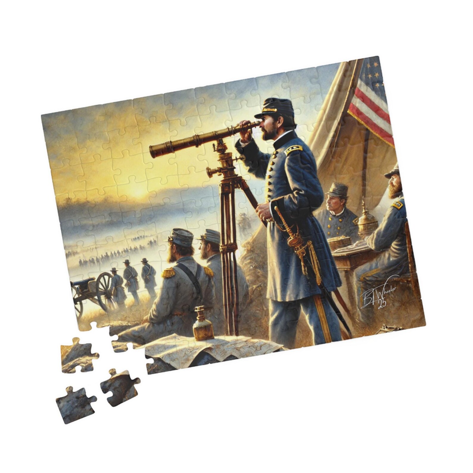 Civil War Jigsaw Puzzle - Command Decisions at Dawn Watercolor Art ...