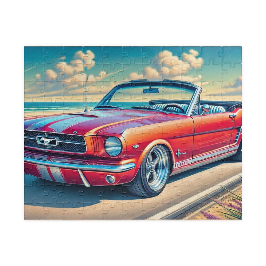 Jigsaw Puzzle, Candy Apple Red 1965 Ford Mustang Convertible Hotrod ...