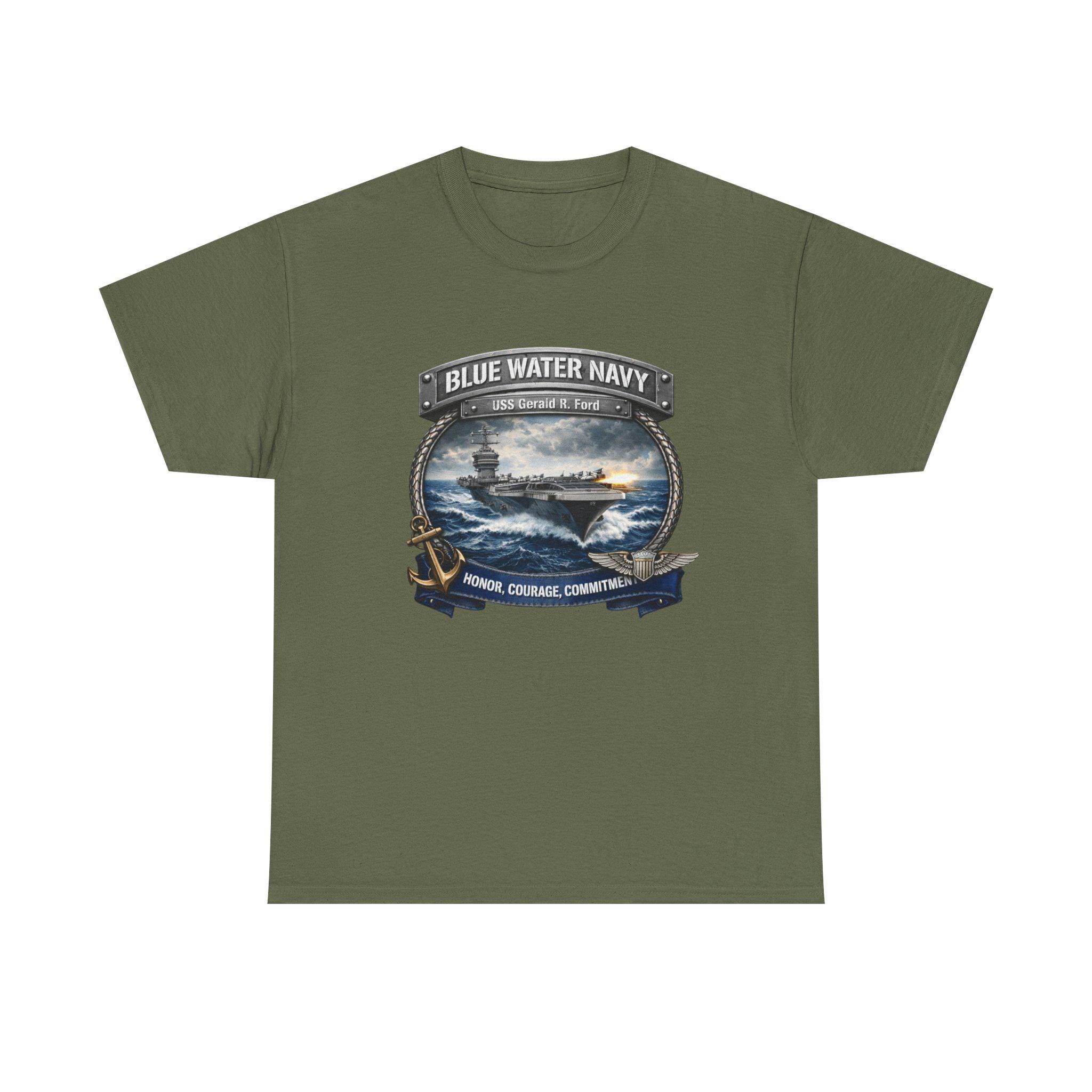 Blue Water Navy USS Gerald R. Ford Tee - Honor, Courage, Commitment - Etsy