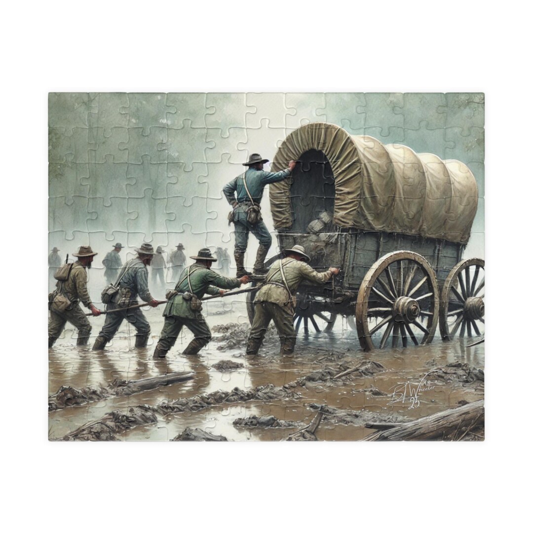 Civil War Jigsaw Puzzle - Rainy Day Supply Wagon Watercolor Art ...