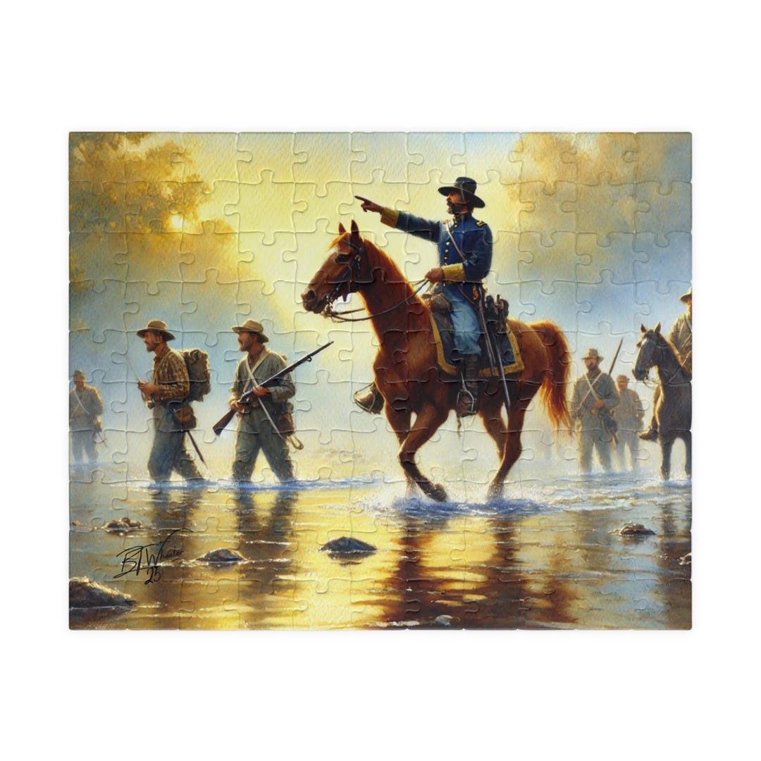 Civil War Jigsaw Puzzle - Leading the Way Across the River Watercolor ...