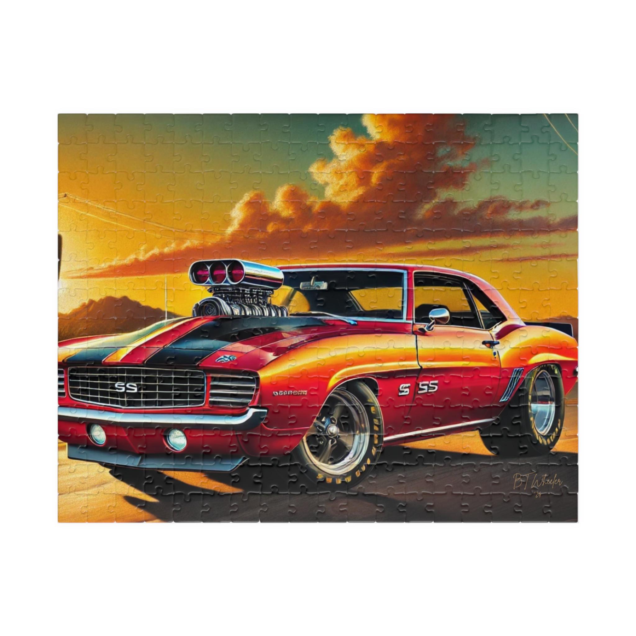 1969 Chevrolet Camaro SS Hotrod Desert Sunset Artwork, Red, Yellow ...