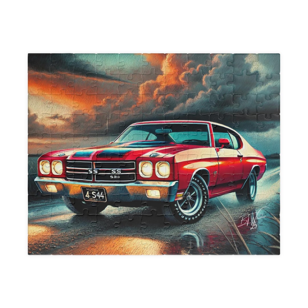 Muscle Car Puzzle, Chevrolet Chevelle SS 454, LS6 1970 Illustration ...