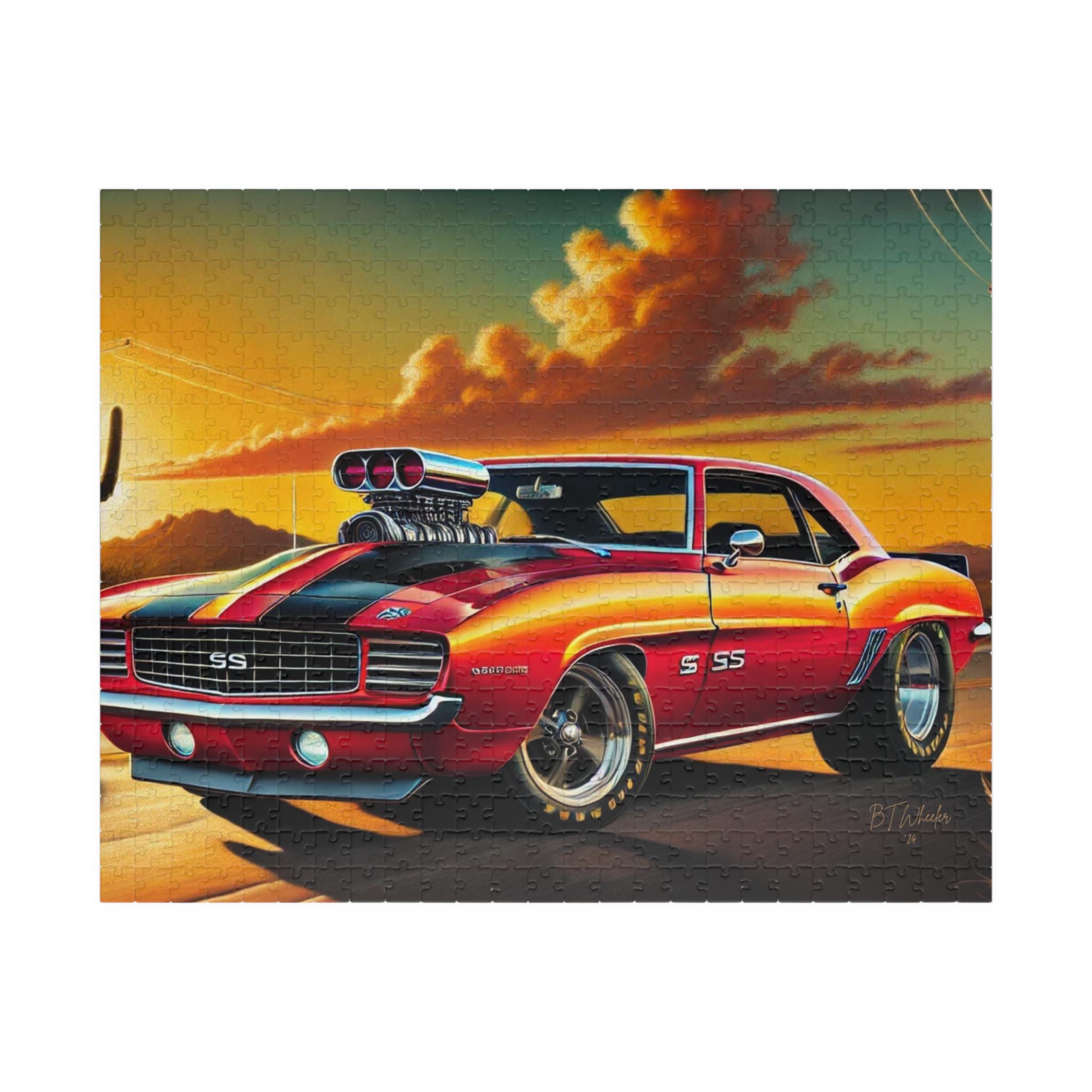 1969 Chevrolet Camaro SS Hotrod Desert Sunset Artwork, Red, Yellow ...