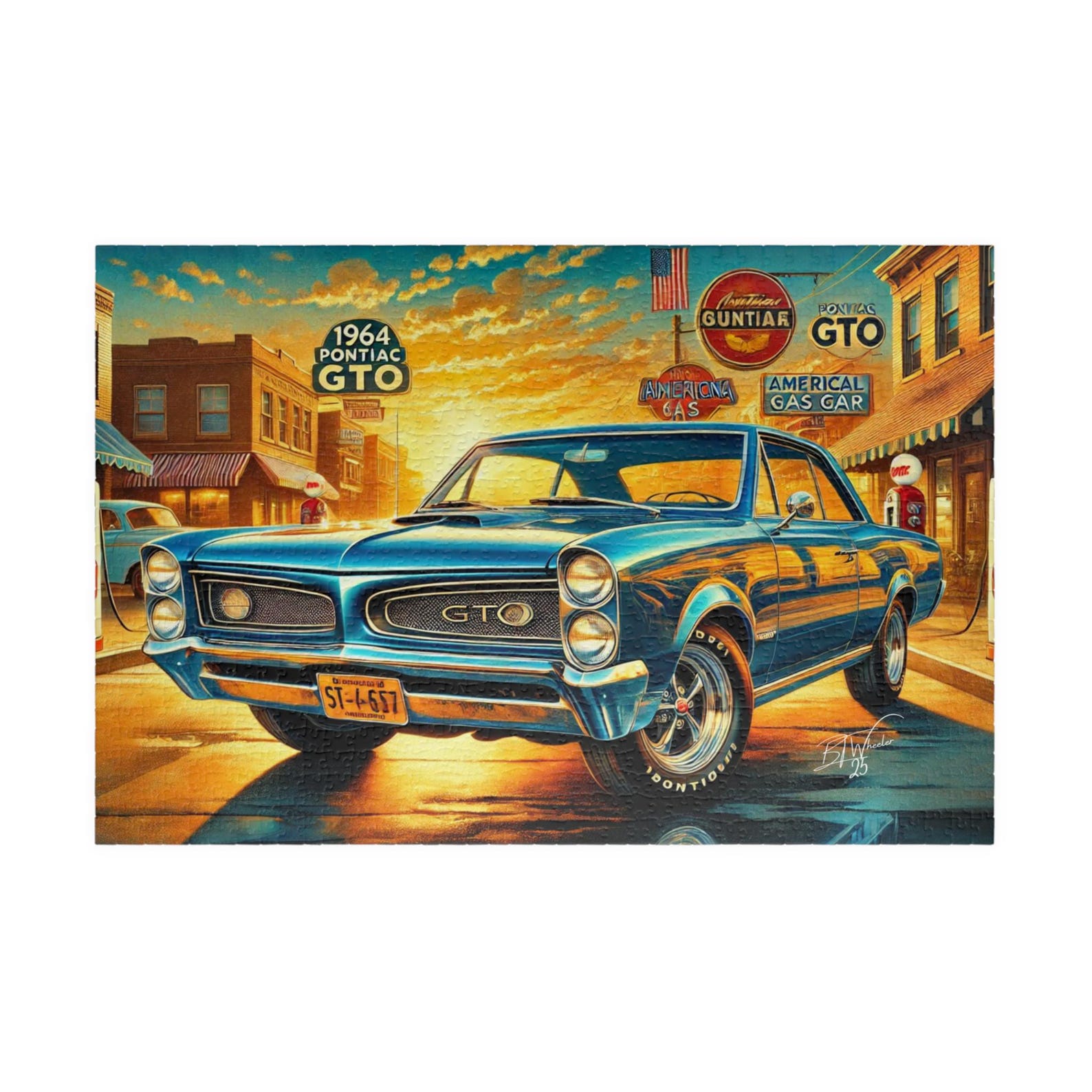 1964 Pontiac GTO Muscle Car Americana Scene, Metallic Blue, Chrome ...