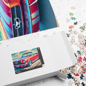 Jigsaw Puzzle, Candy Apple Red 1965 Ford Mustang Convertible Hotrod ...