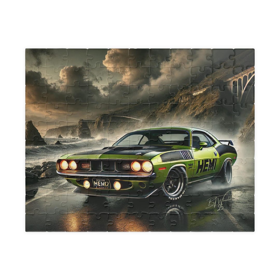 Coastal Fury 1971 Plymouth Hemi Cuda Jigsaw Puzzle - Classic Muscle Car Puzzle - Retro Auto Gift ...