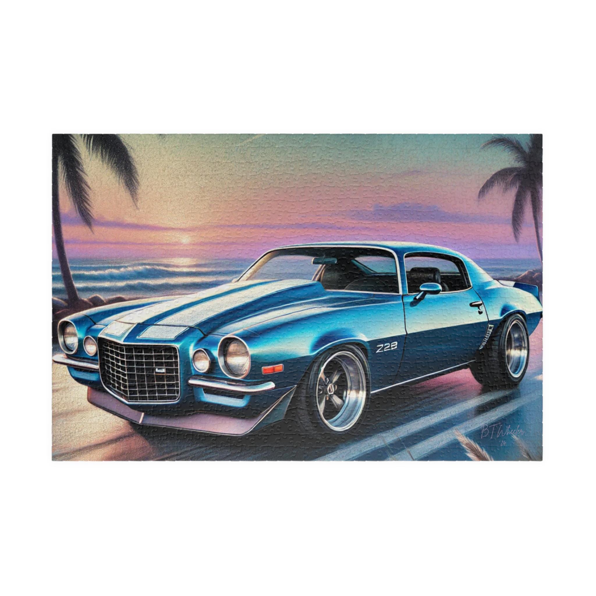 Puzzle, 1970 Chevrolet Camaro Z28 Hotrod Pastel Artwork, Metallic Blue ...