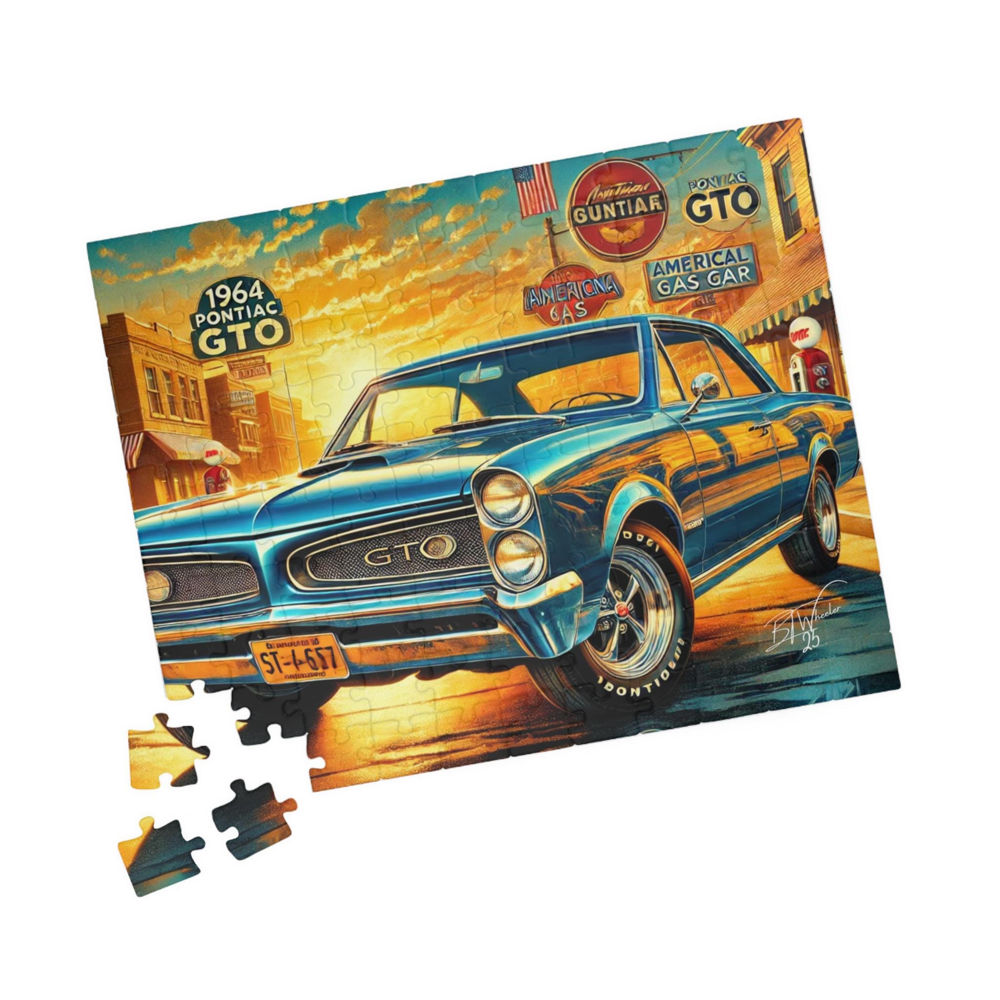 1964 Pontiac GTO Muscle Car Americana Scene, Metallic Blue, Chrome ...