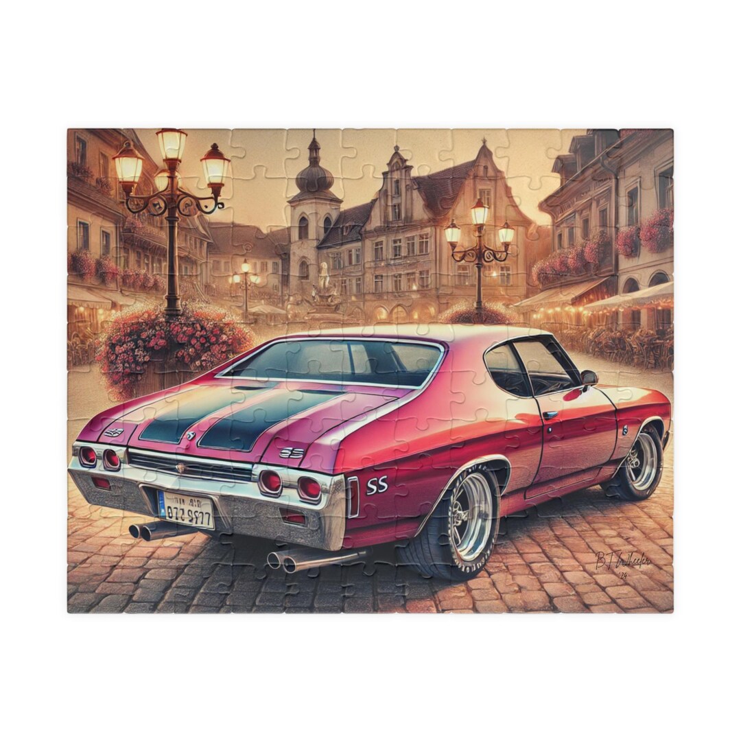 Puzzle, 1971 Chevrolet Chevelle SS Hotrod, Cobblestone Street, Vintage ...