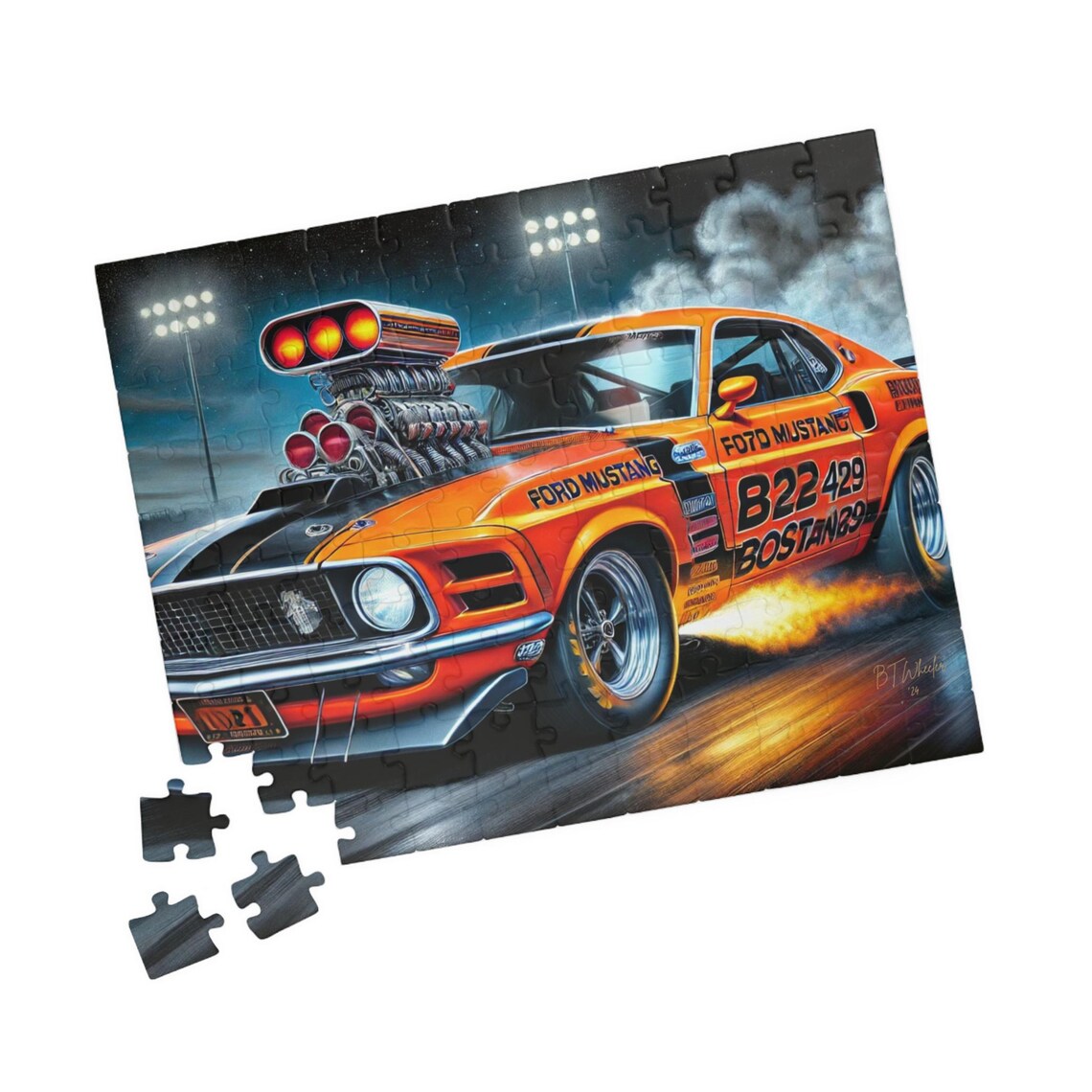 Puzzle, Hotrod Drag Race 1970 Mustang Boss 429, Muscle Car Jigsaw Game ...