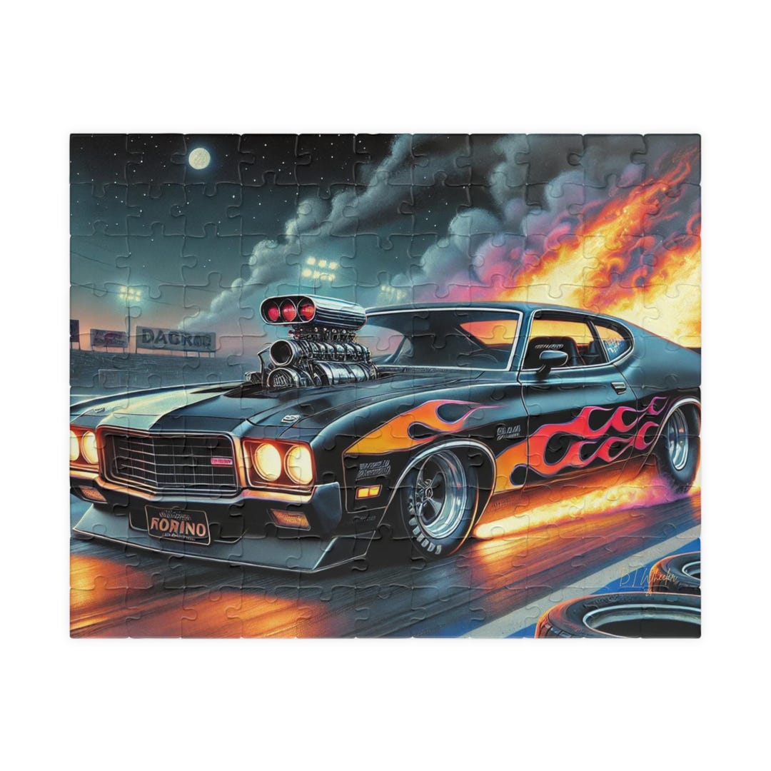 Jigsaw Puzzle, 1971 Ford Torino Cobra Hotrod Drag Racing Art, Matte ...
