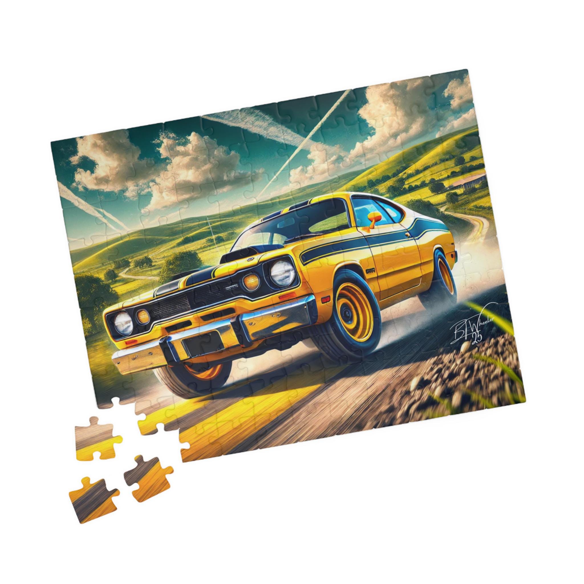 Muscle Car, Plymouth Duster, Yellow Black Racing Stripes, Jigsaw, Game ...