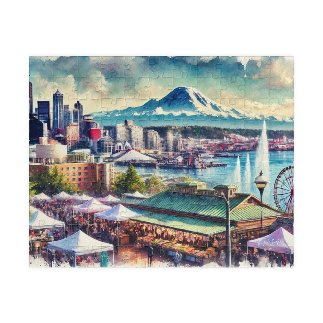 Puzzle, Seattle Space Needle Watercolor, 110-1014 Piece Jigsaw Game ...