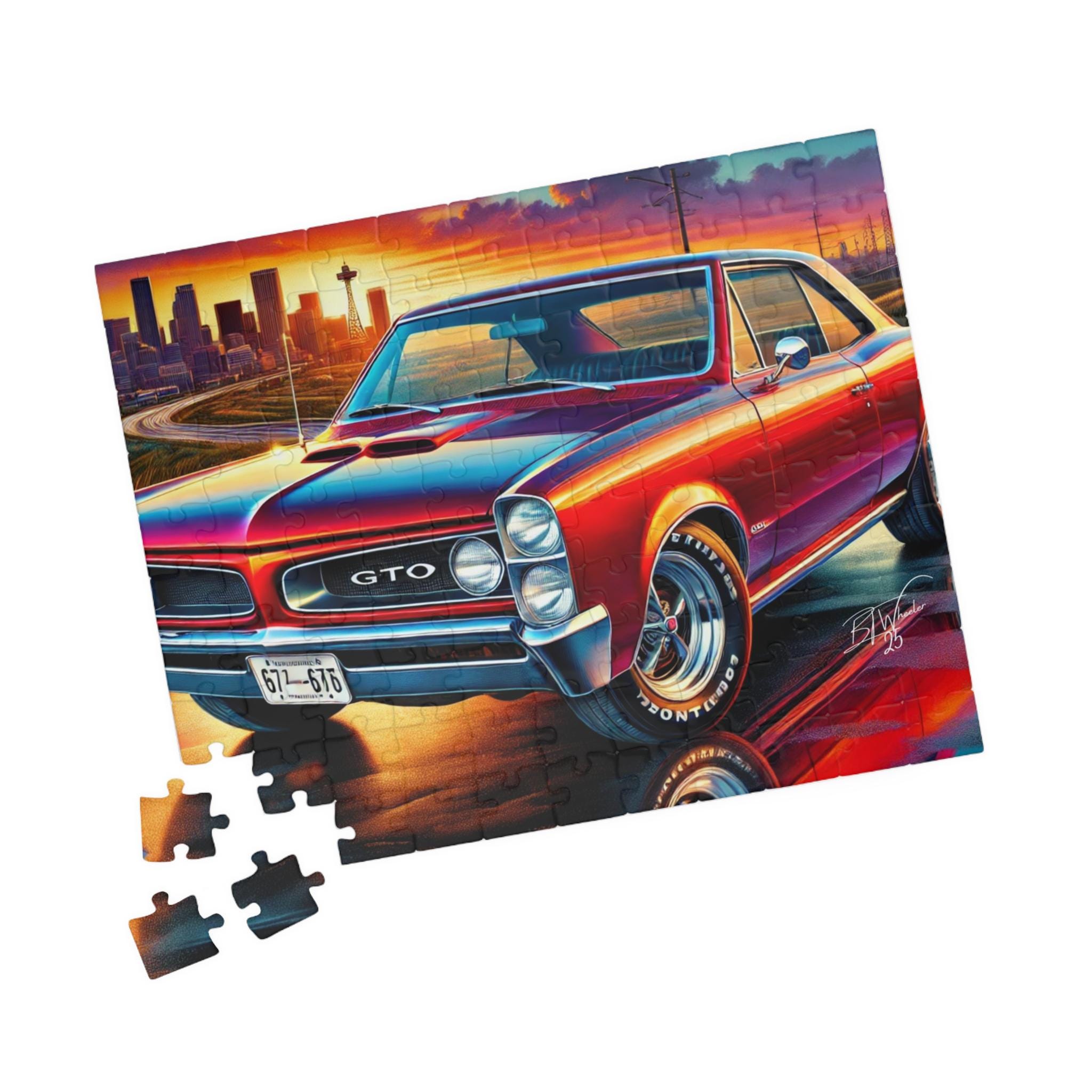 1965 Pontiac GTO Red Car With City Skyline, Classic Car Lover Gift ...