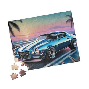 Puzzle, 1970 Chevrolet Camaro Z28 Hotrod Pastel Artwork, Metallic Blue ...