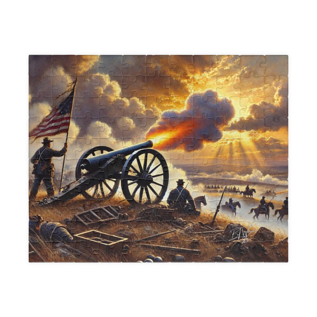 Civil War Jigsaw Puzzle - Union Artillery at Sunset Watercolor Art ...