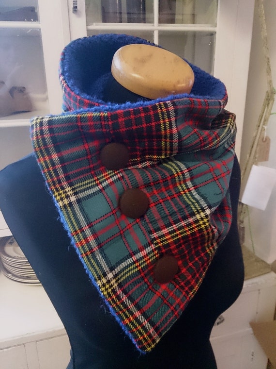 Items similar to Reversible 4 Way Button Up Neck wrap, Royal Blue Wool ...