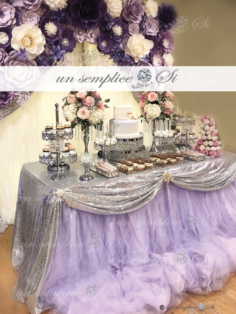 Sequin and Tulle Table Skirt Set Sequin Table Swag | Etsy