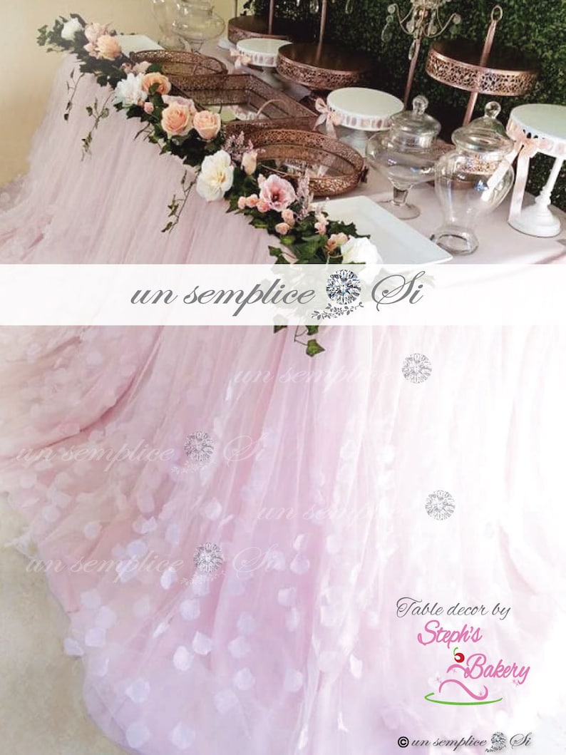 Tulle and Chiffon Table Skirt, EXTRA LONG Tulle Petal Tableskirt ...