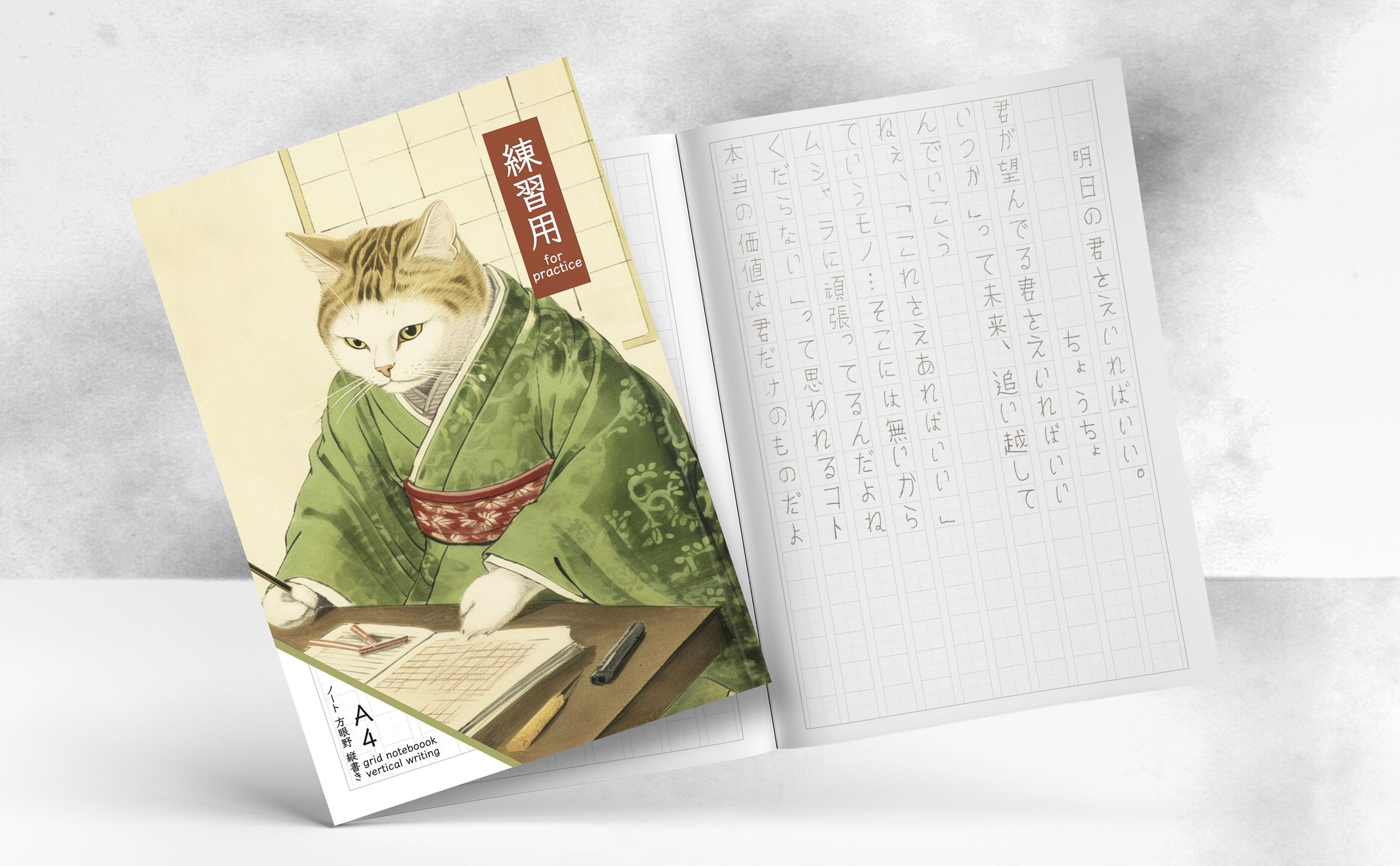 Japanese Practice Book - A4 / Grid, Vertical Writing, Right to Left ...