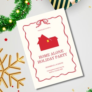 Home Alone Holiday Invite Christmas Dinner Party Invitation Movie Night ...