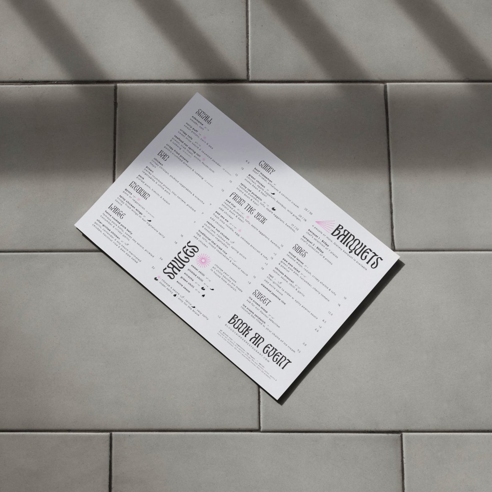 Chic Restaurant Menu Modern Asian Dim-sum Menu Dinner Party Menu Thai ...