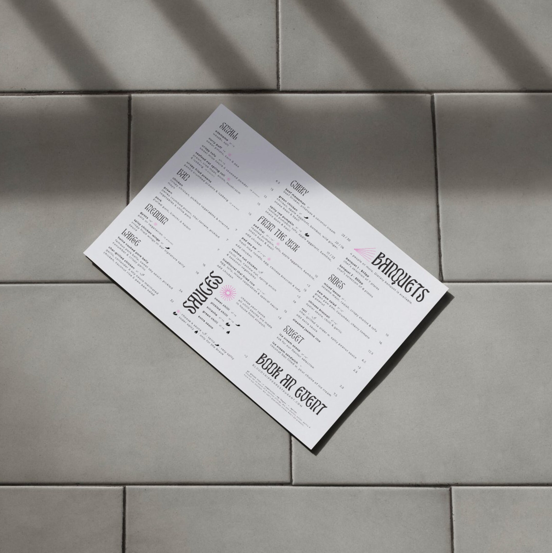 Chic Restaurant Menu Modern Asian Dim-sum Menu Dinner Party Menu Thai ...