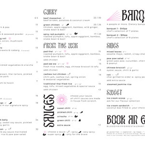 Chic Restaurant Menu Modern Asian Dim-sum Menu Dinner Party Menu Thai ...