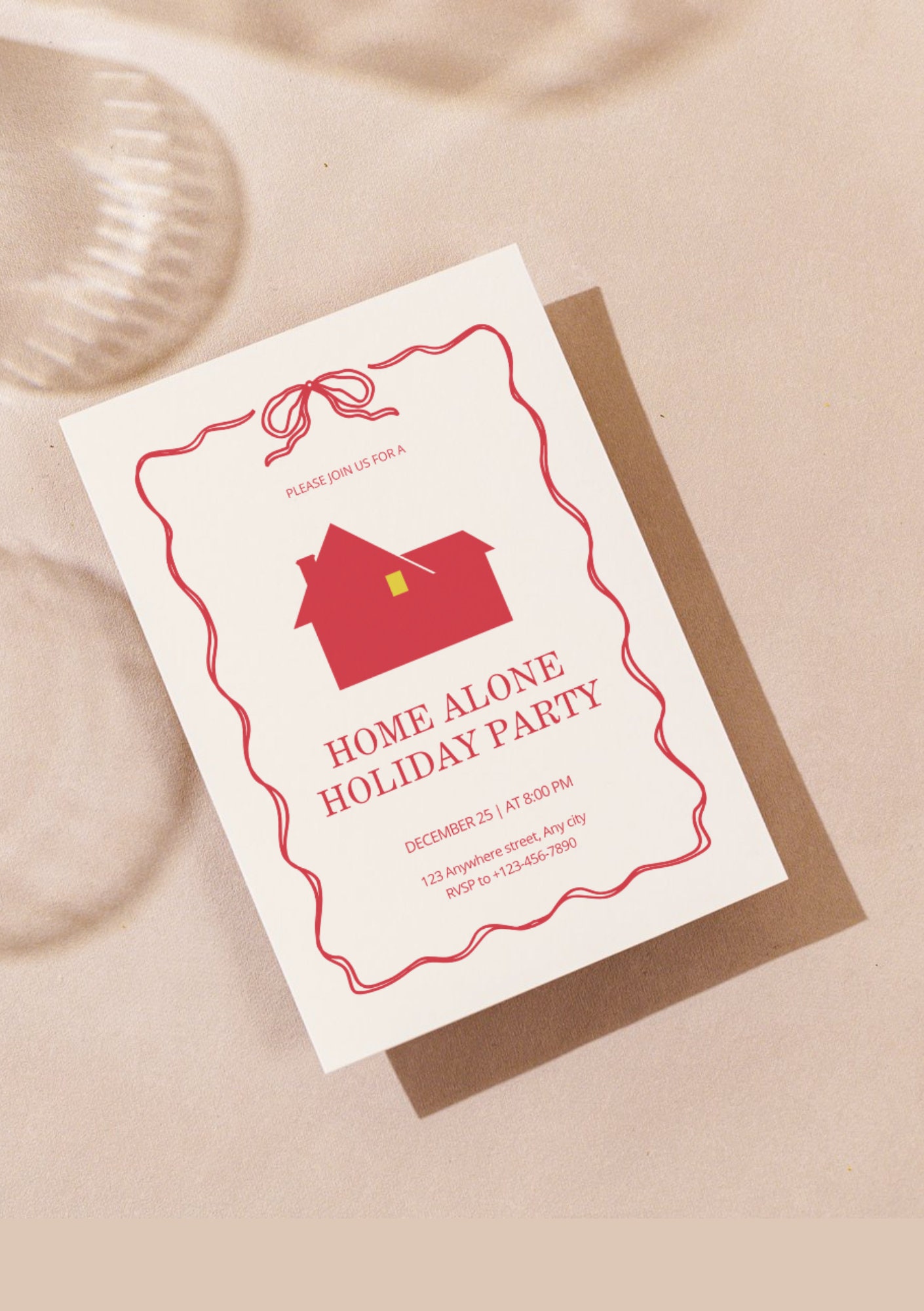 Home Alone Holiday Invite Christmas Dinner Party Invitation Movie Night ...