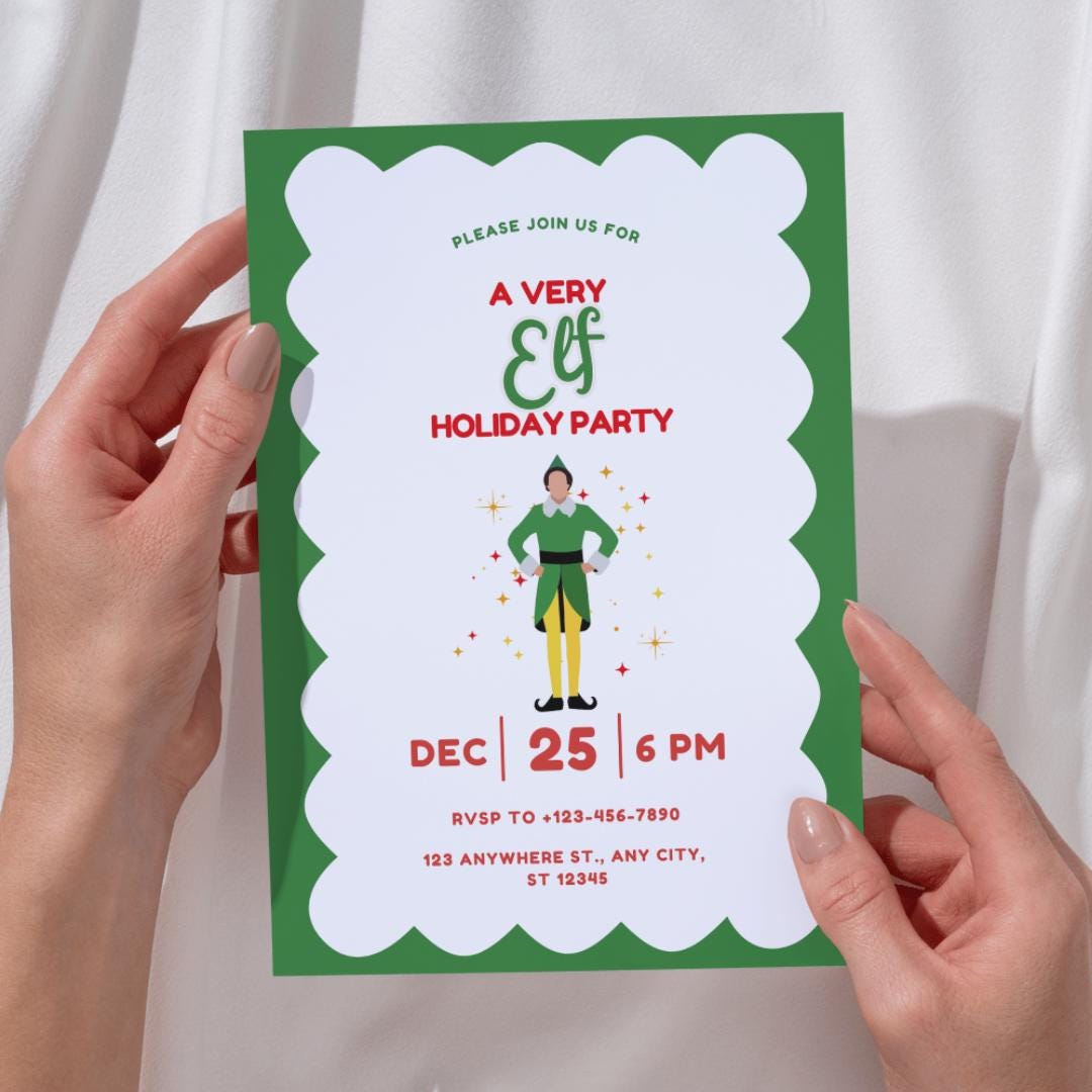 Elf Movie Holiday Party Invite Buddy the Elf Christmas Invitation Movie ...