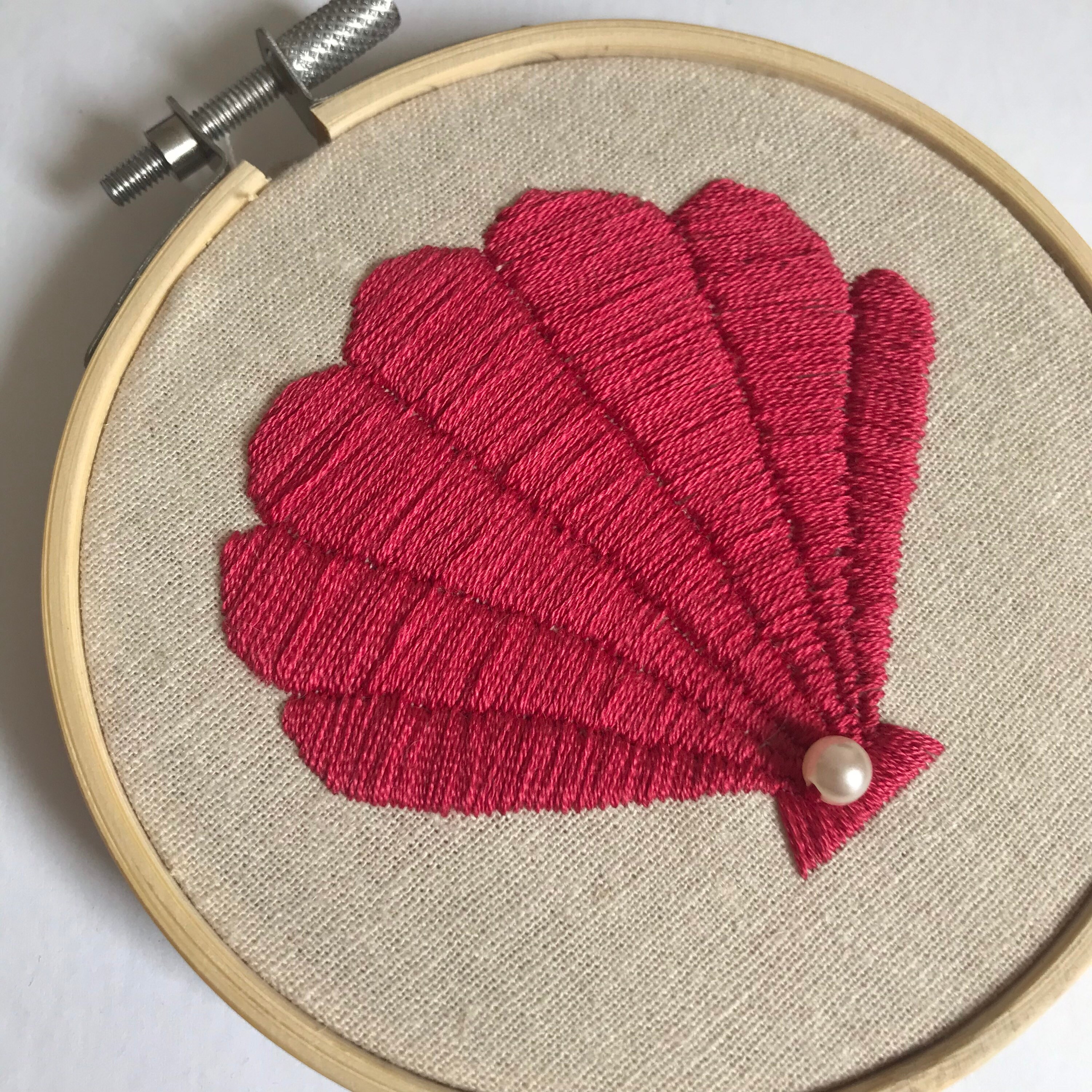 Red Seashell Hand Embroidery Hoop Art 4 Inches - Etsy UK
