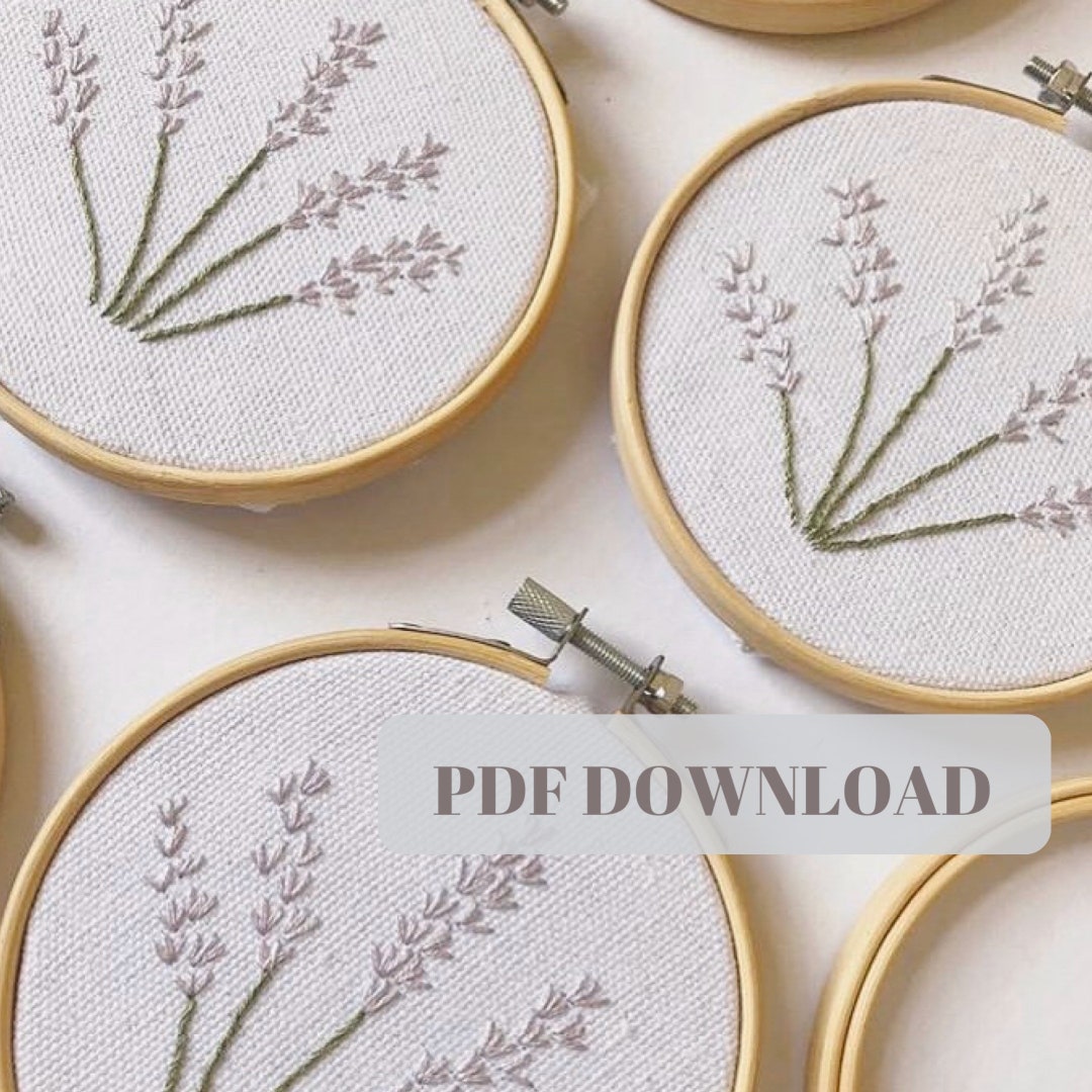 Beginner Lavender Embroidery Hoop Art Printable Pattern, PDF Digital ...