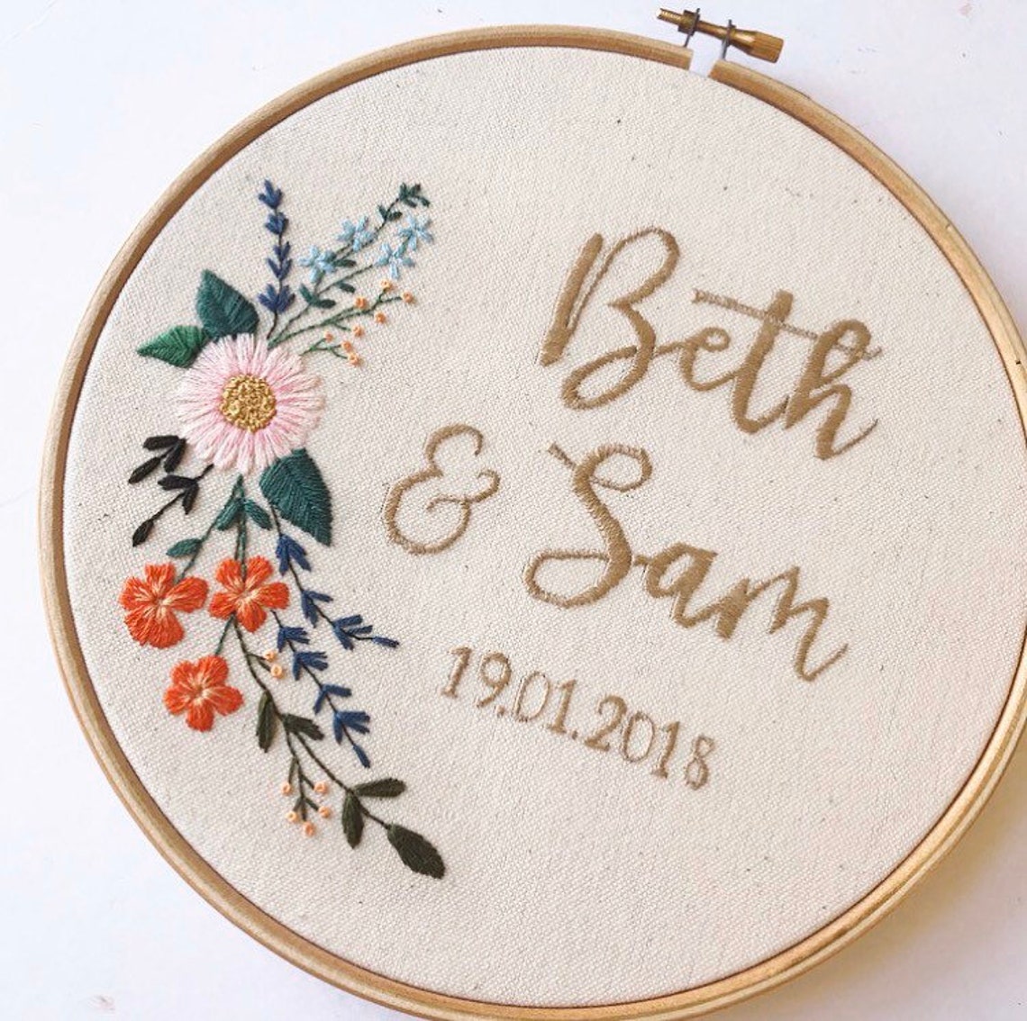 Personalised Quote or Name Floral Wreath Embroidery Hoop Art - Etsy