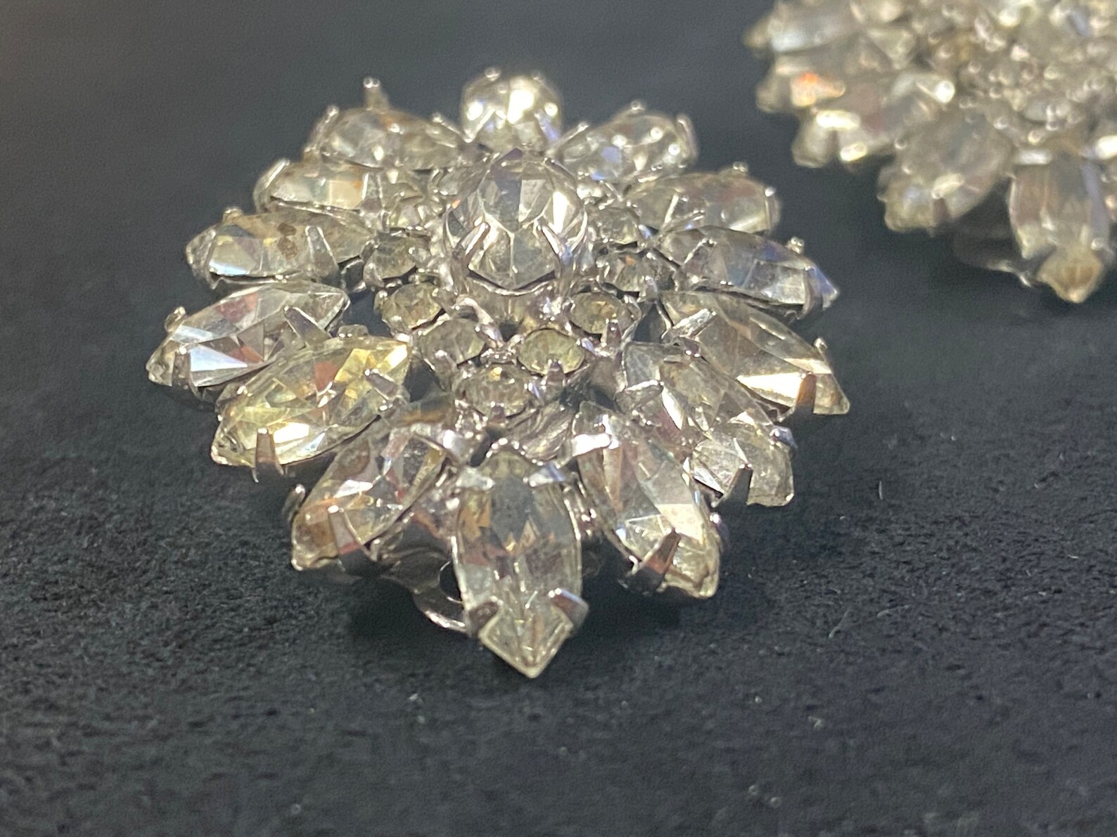 Vintage Signed 1950s Kramer Diamond Look Diamante Rhinestone Clip ...