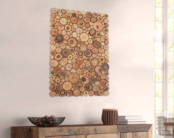 Rustic Wall Art, Wood Slices Wall Art, Mosaic Wood, Wood Slice Decor ...
