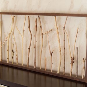 Tree Branches Wall Art for Rustic Cottage Decor, Wall Art Framed With White Branches, Wall ...